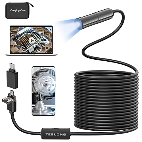 Teslong - Endoscopio de enfoque automático de 5 MP, boroscopio USB de ...