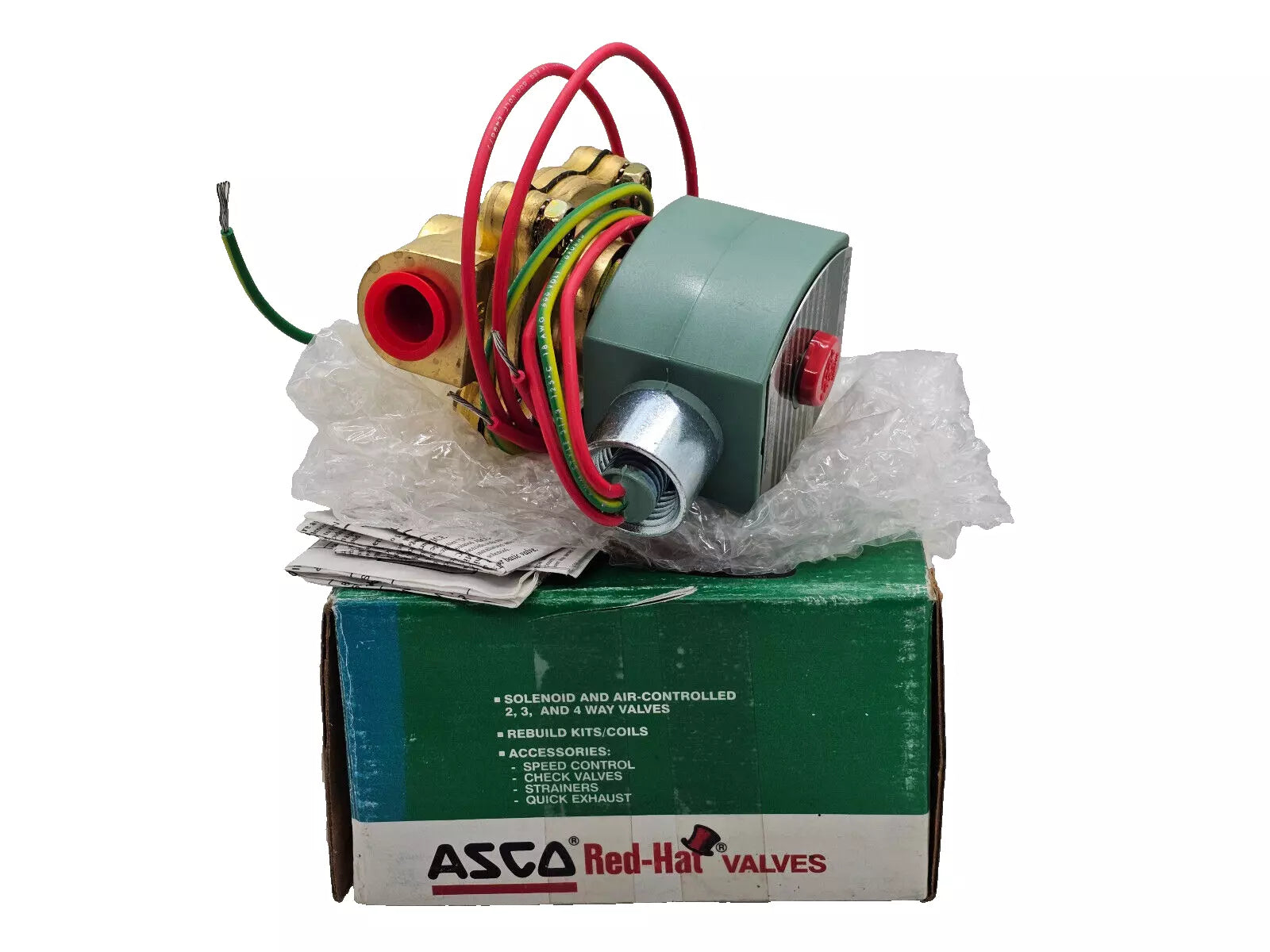 válvula solenoide Asco 8210G93 Red-Hat de 3/8" NPT, 150 PSI. Latón, 2 ...