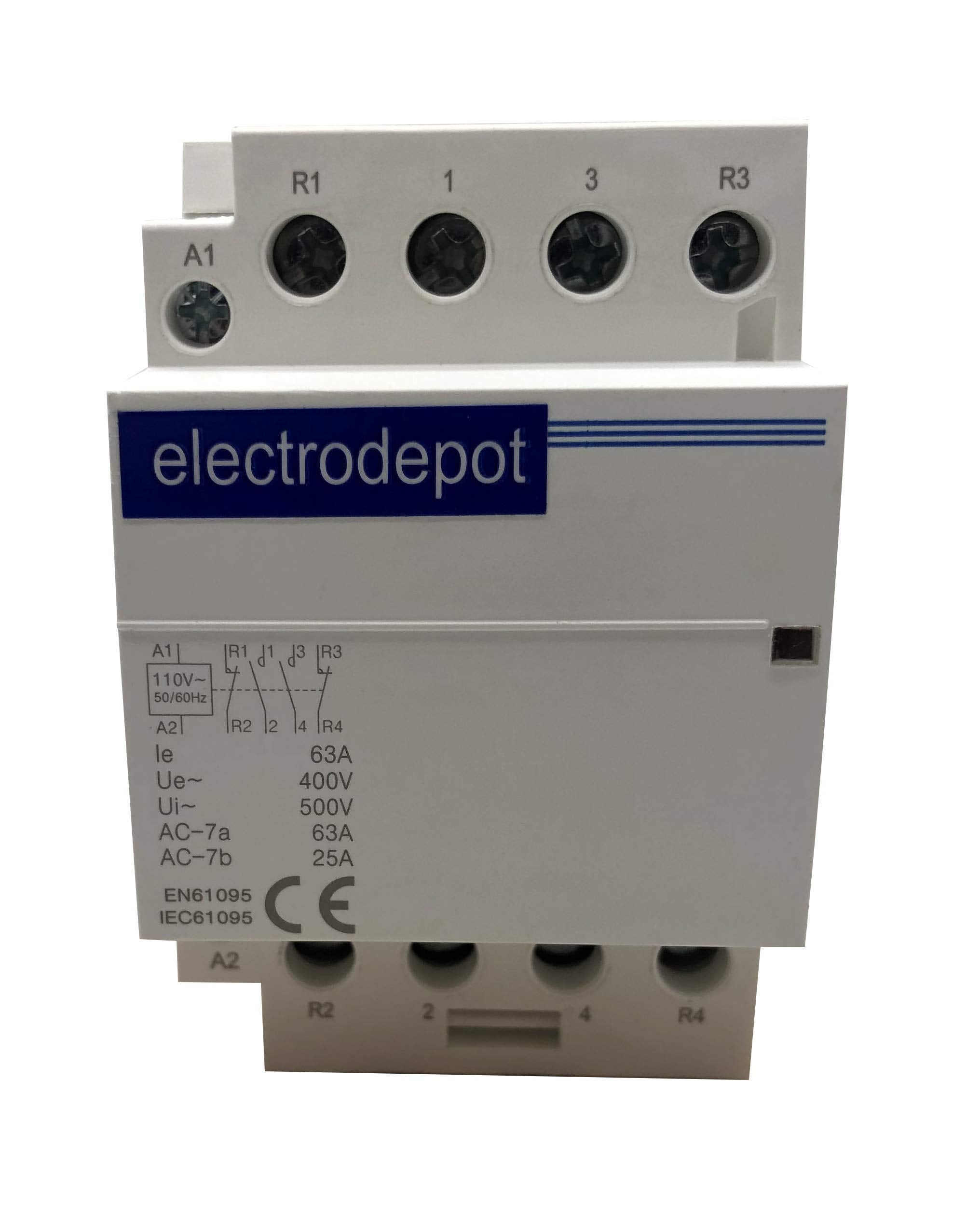 Electrodepot - Contactor de 4 polos de 40 amperios 2NO 2NC IEC 400V (f ...